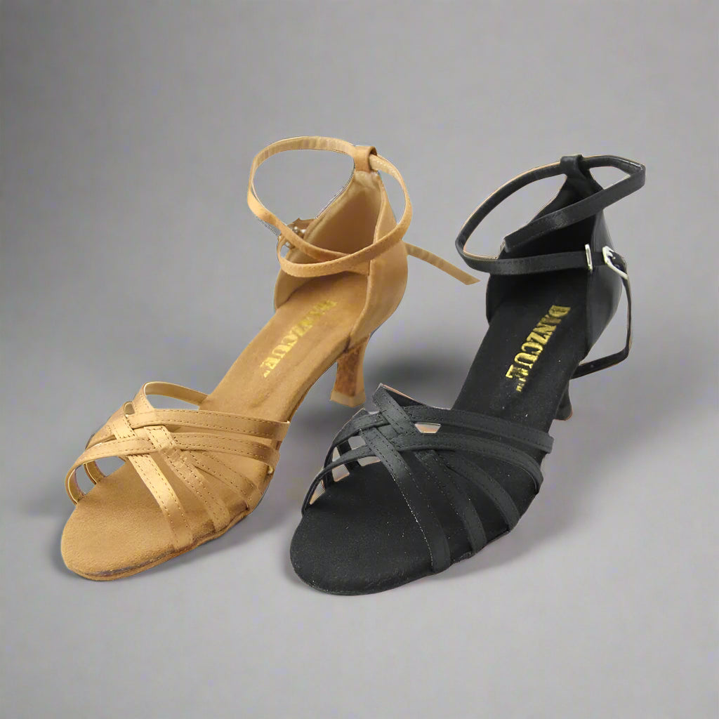 Danzcue "Stella" Satin Open Toe Ballroom Shoes – Danzia